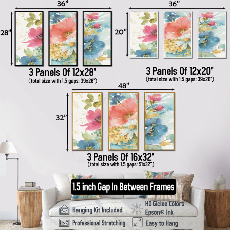 DesignArt «My French Garden», ensemble d'art mural sur toile traditionnel encadré de 3 - Wayfair ...